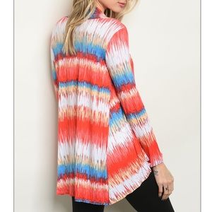 Trendy boutique | Sweaters | Coral Red Multi Colored Open Front ...